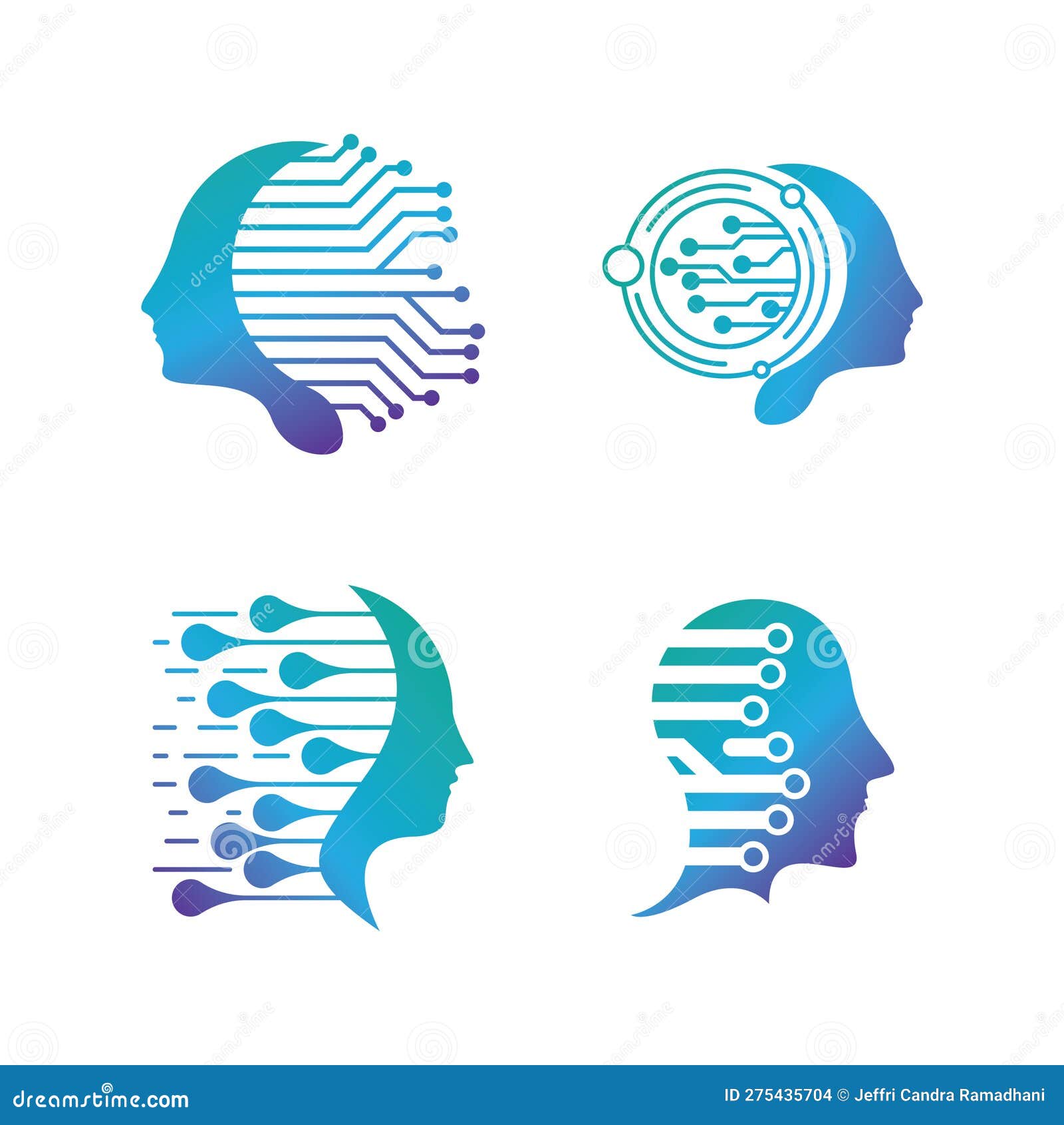 Digital Abstract Icon Human Head Tech Logo Stock Vector - Illustration ...