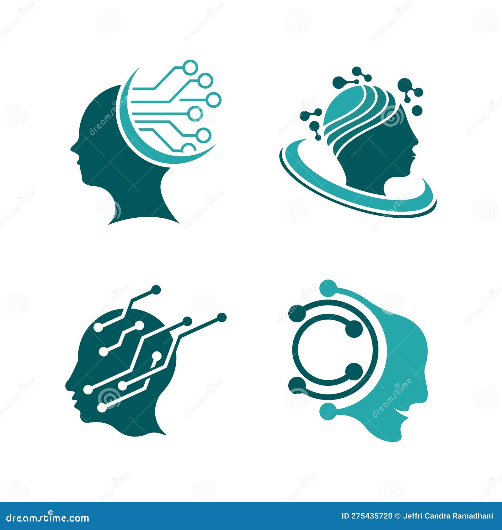 Digital Abstract Icon Human Head Tech Logo Stock Vector - Illustration of face, mind: 275435720