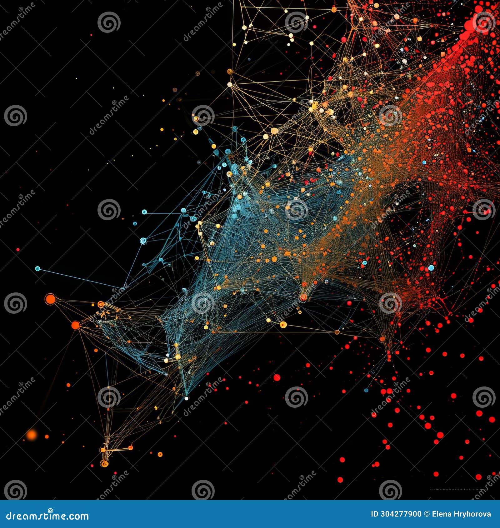 Digital Abstract Network of Interconnected Lines and Dots, Representing ...