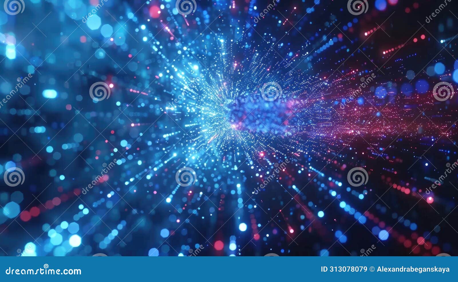 Digital Abstract Particles Acceleration on Blue Background Stock ...