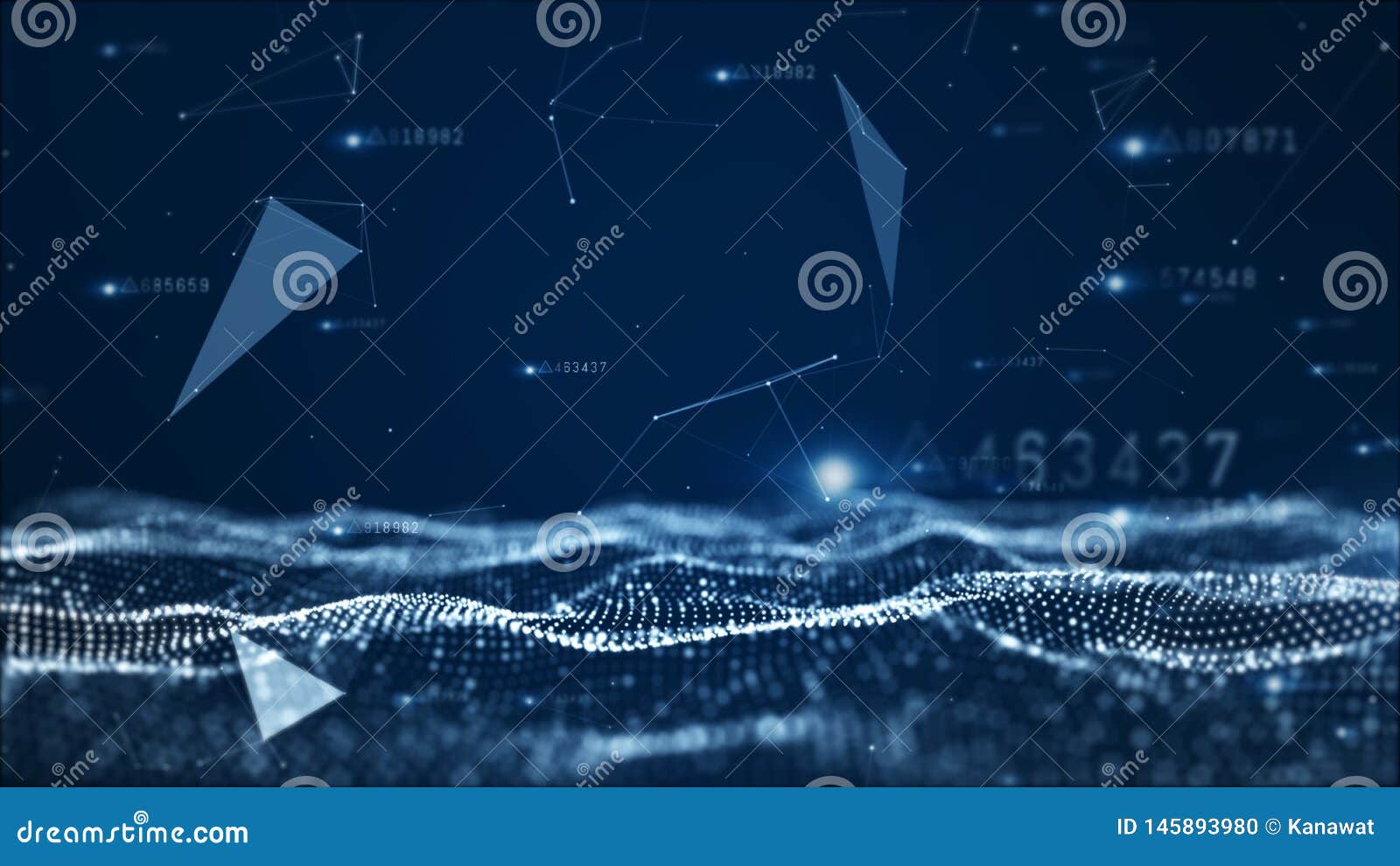 Digital Abstract Particles and Network Data Background Stock ...