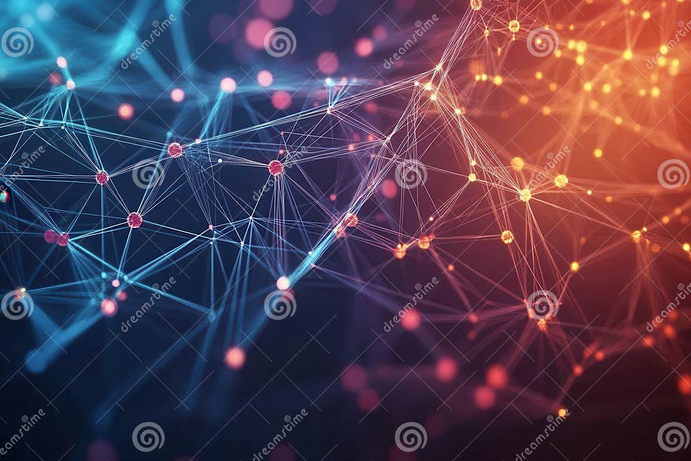 Abstract Interconnected Network With Glowing Points And Lines Stock Illustration Illustration