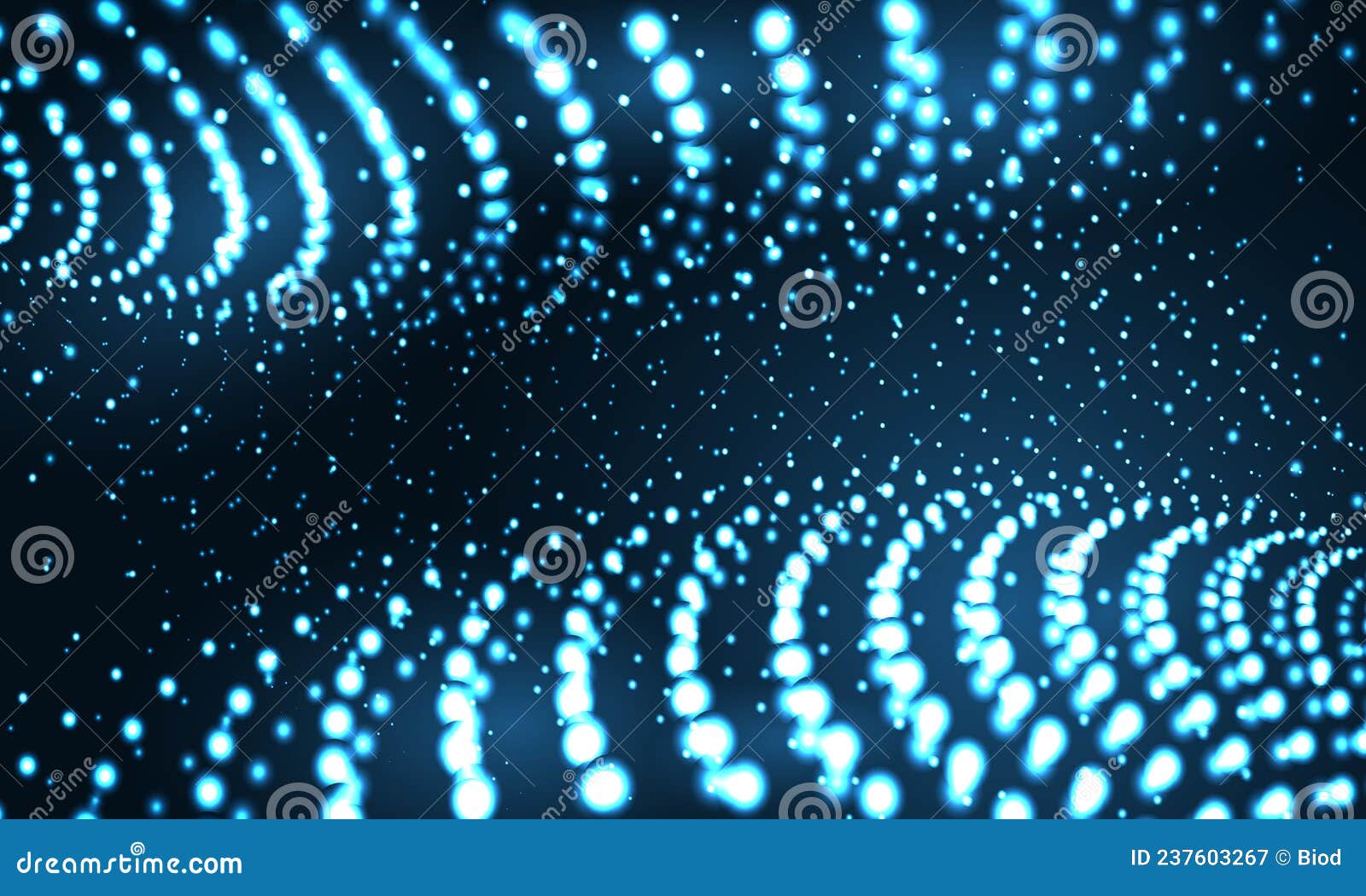 Digital Abstract Technology Blue Circle Particle Dots Wave in Dark ...