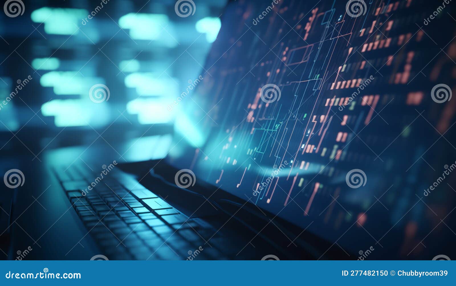 Digital Abstract Technology. Programming Script Binary Coding Snippet on Computer Laptop ...