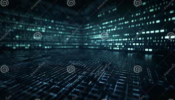 Digital Abstract Technology. Programming Script Binary Coding Snippet on Glowing Software ...