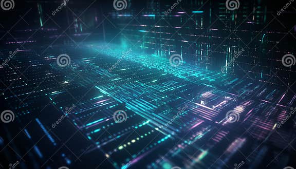 Digital Abstract Technology. Programming Script Binary Coding Snippet on Glowing Software ...