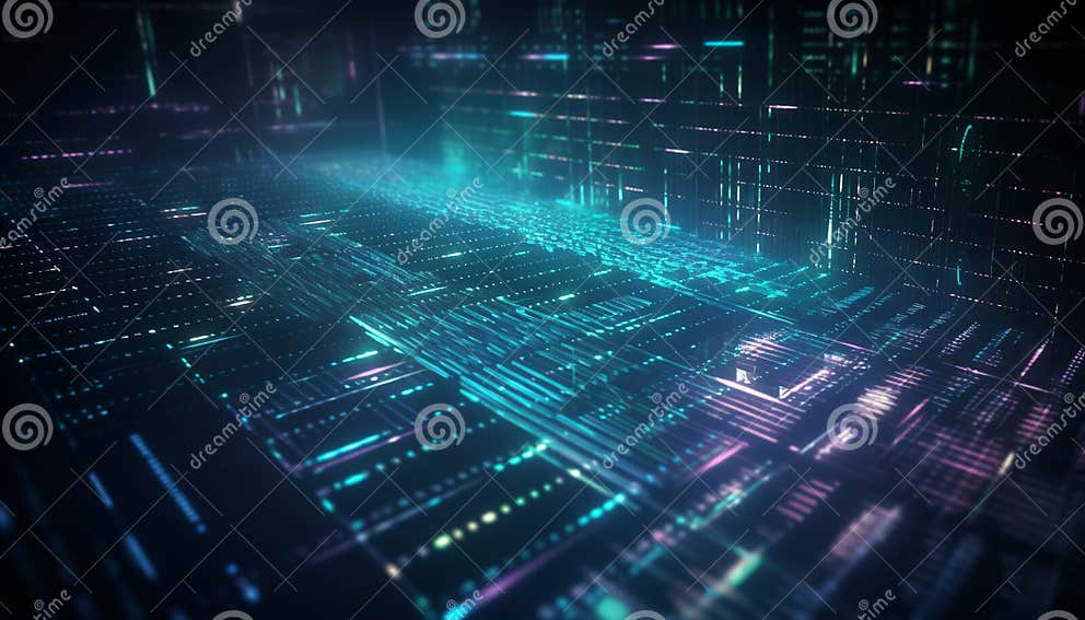 Digital Abstract Technology. Programming Script Binary Coding Snippet on Glowing Software ...