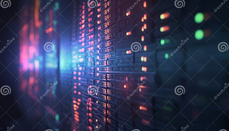 Digital Abstract Technology. Programming Script Binary Coding Snippet on Glowing Software ...