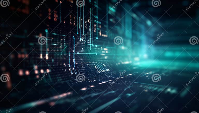 Digital Abstract Technology. Programming Script Binary Coding Snippet on Glowing Software ...