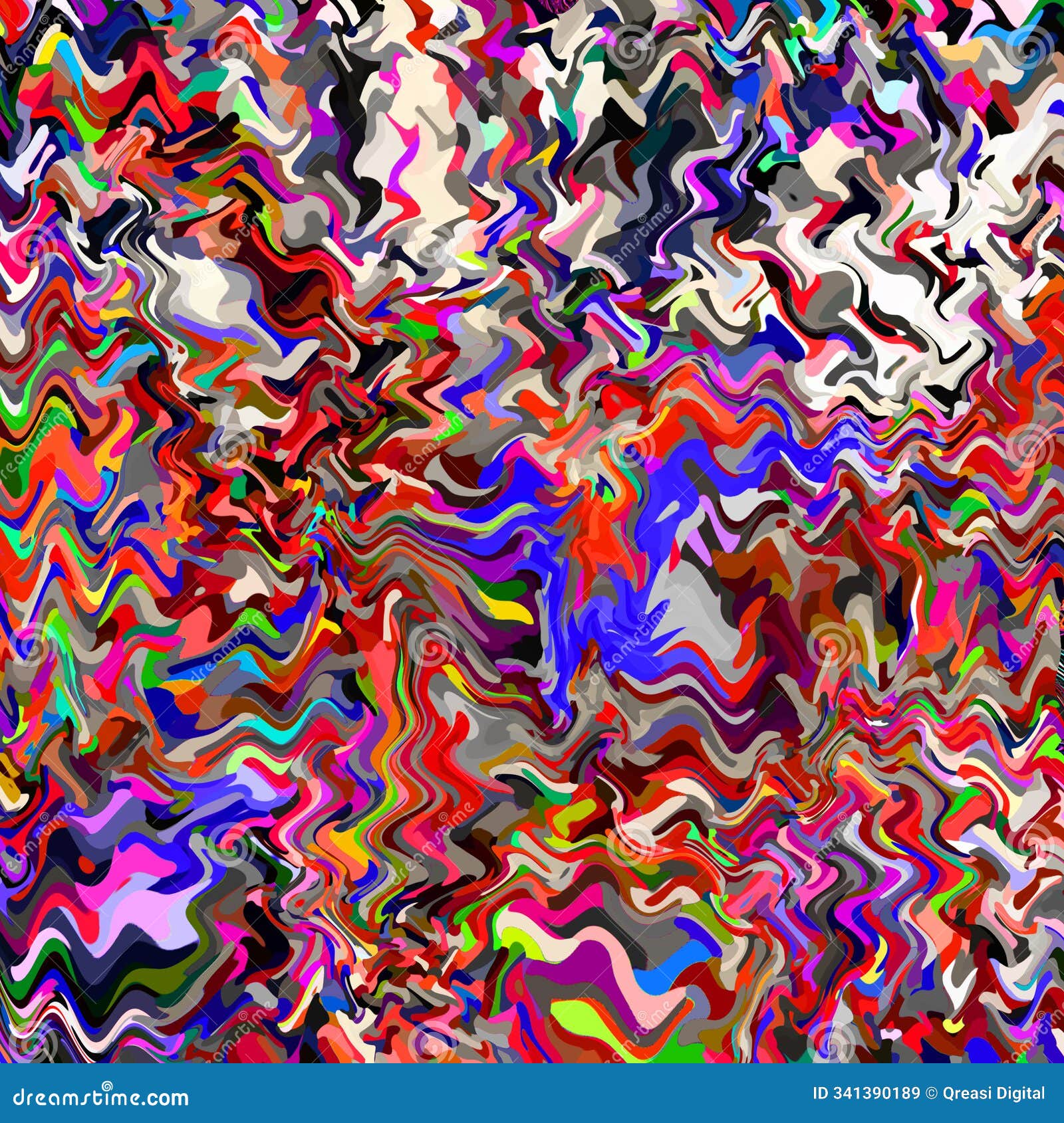 Digital Abstract Wave Fabric Motive Stock Illustration - Illustration ...