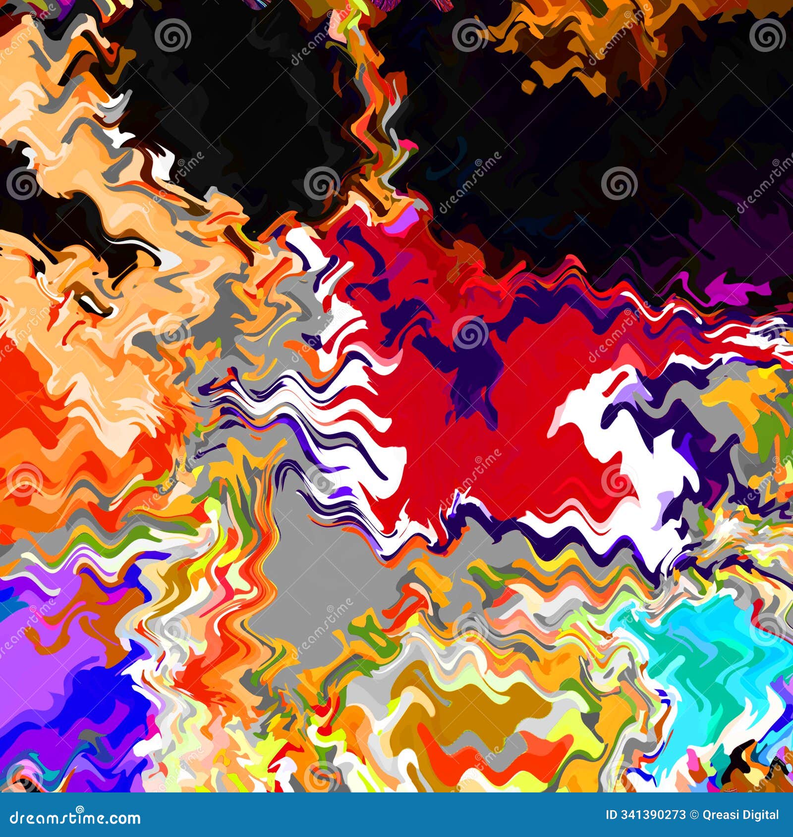 Digital Abstract Wave Fabric Motive Stock Illustration - Illustration ...