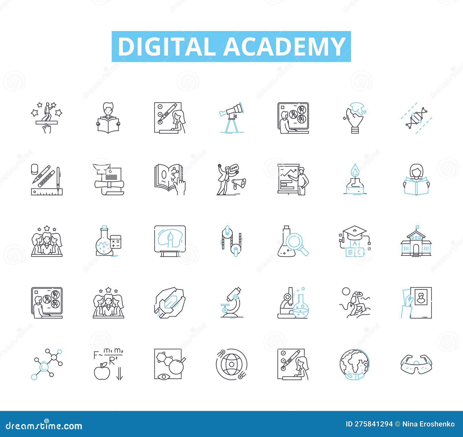 Digital Academy Linear Icons Set. Education, Technology, Innovation ...