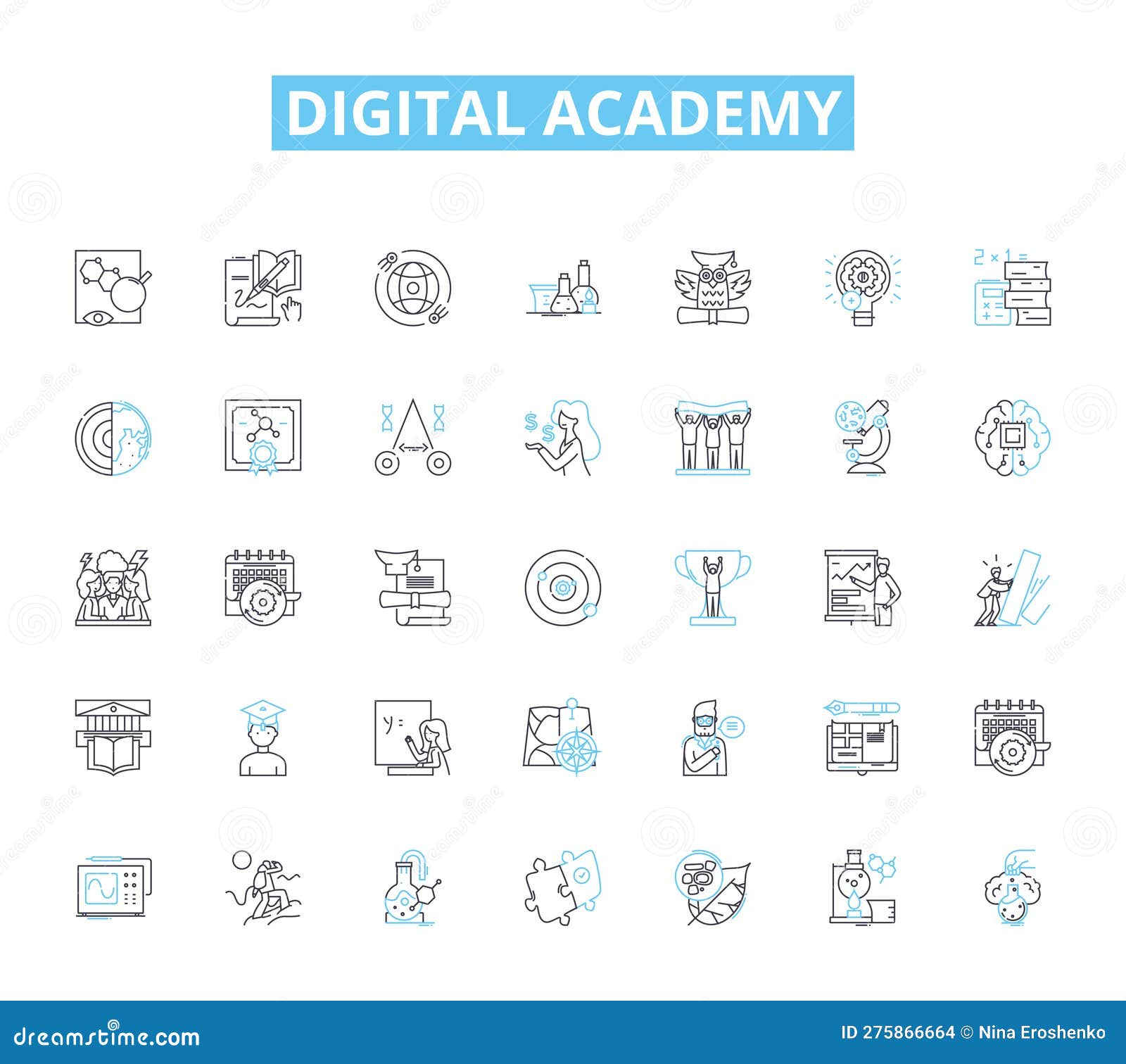Digitalization Of Education Blue Gradient Concept Icon Vector ...
