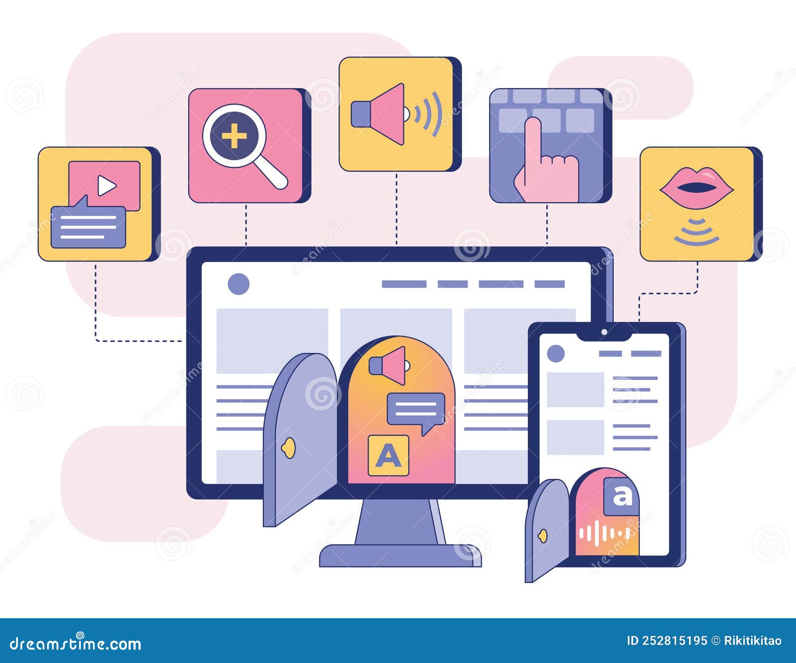 Digital Accessibility Line Concept Vector Illustration | CartoonDealer ... Digital Accessibility Line Concept Vector Illustration | CartoonDealer ...