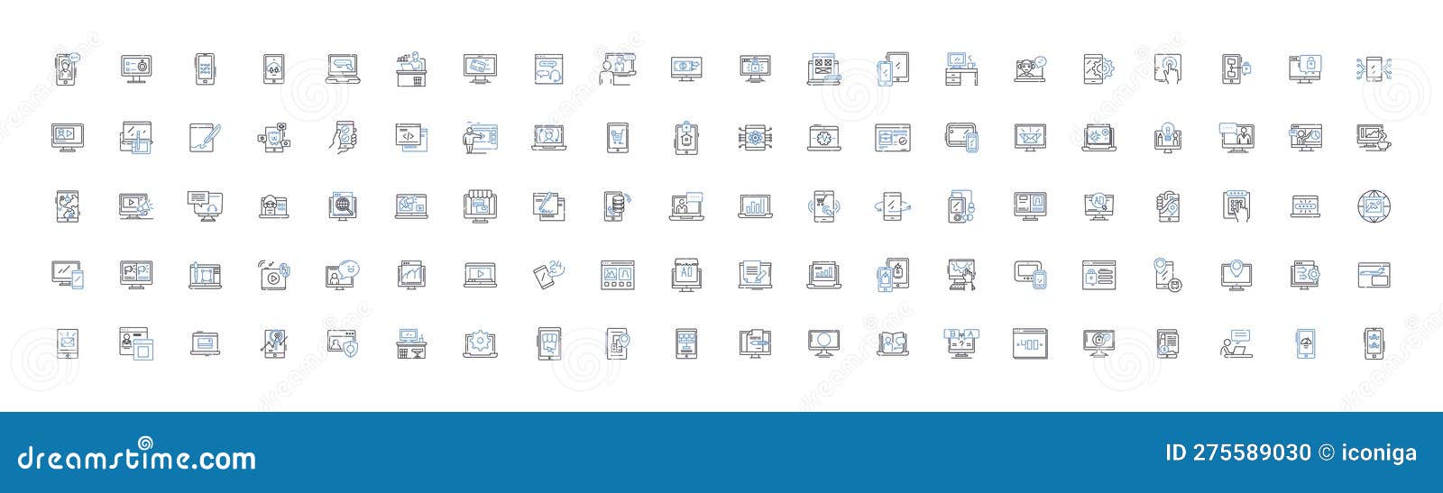 Digital Ads Line Icons Collection. Impression, Click-through ...