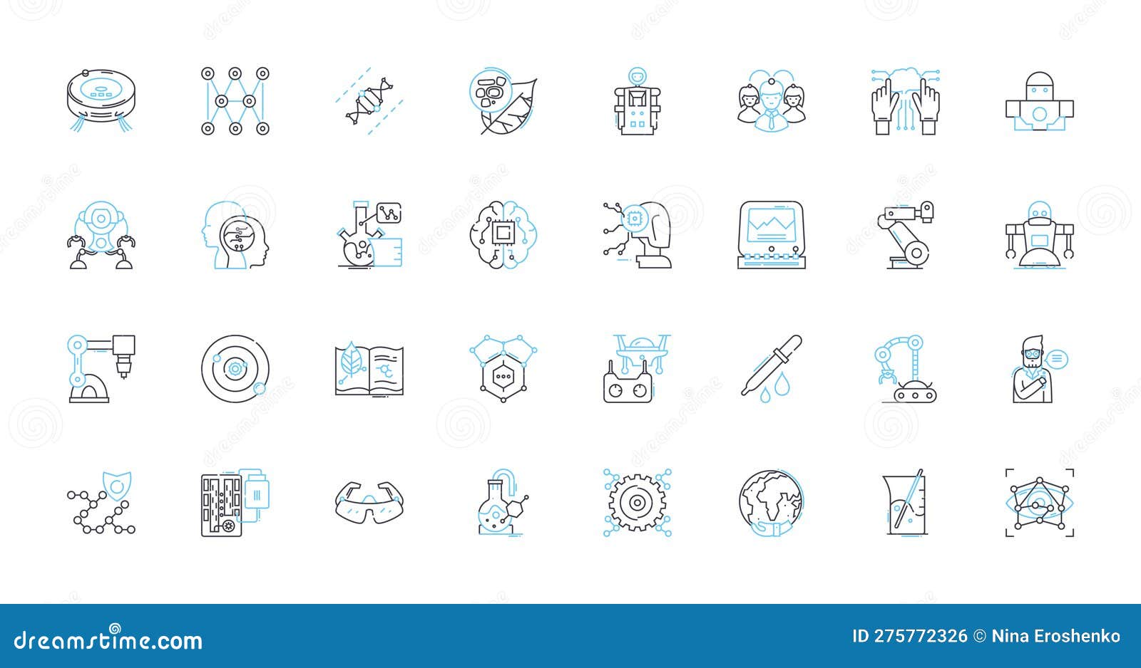 Digital Advancement Linear Icons Set. Innovation, Technology ...