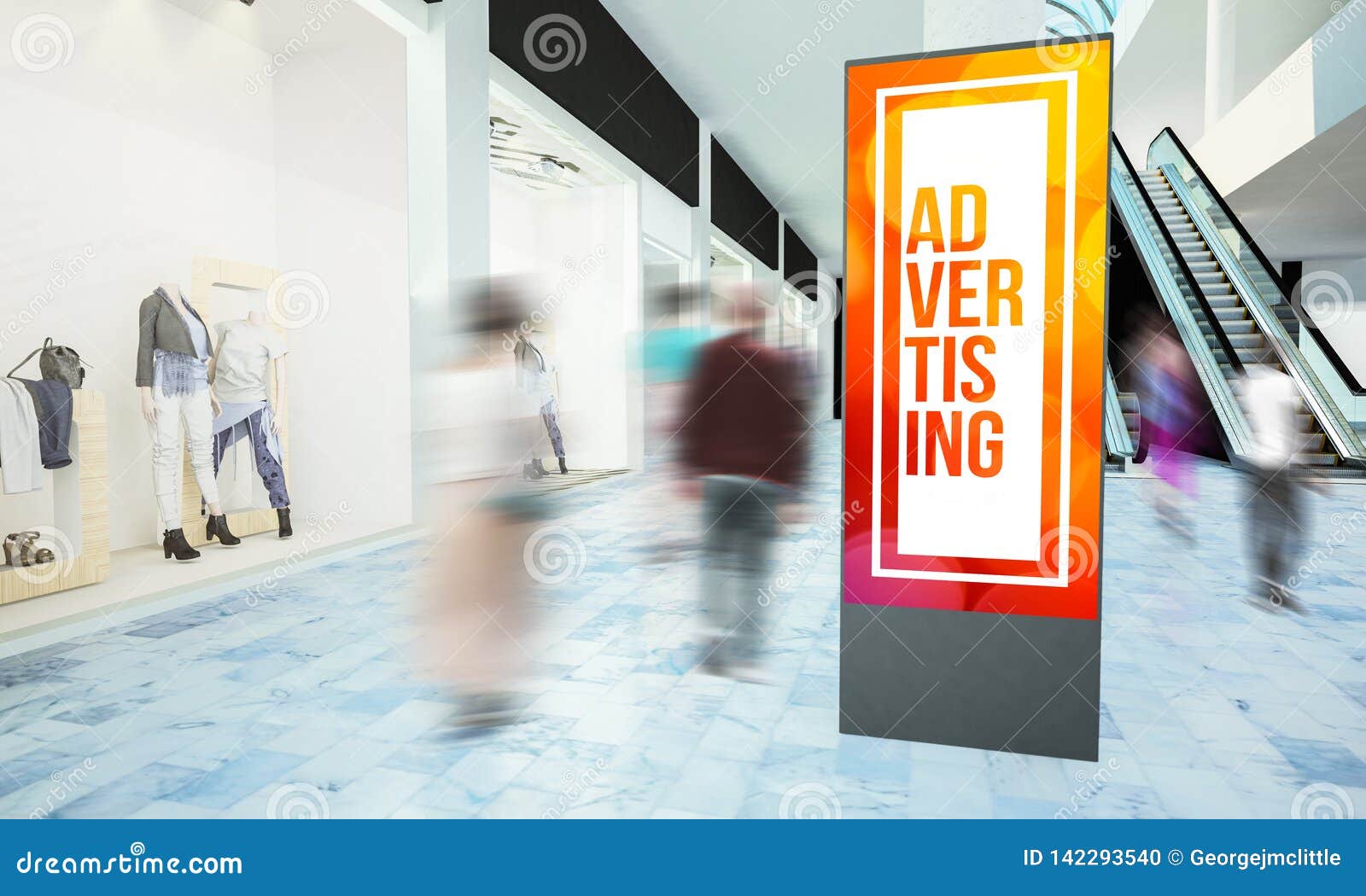 Digital Advertisement in Shopping Mall Stock Illustration ...