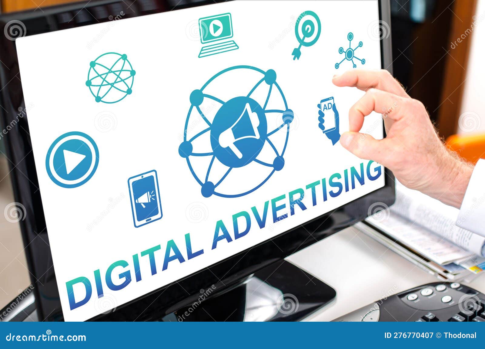 Digital Advertising Concept on a Computer Monitor Stock Image - Image ...