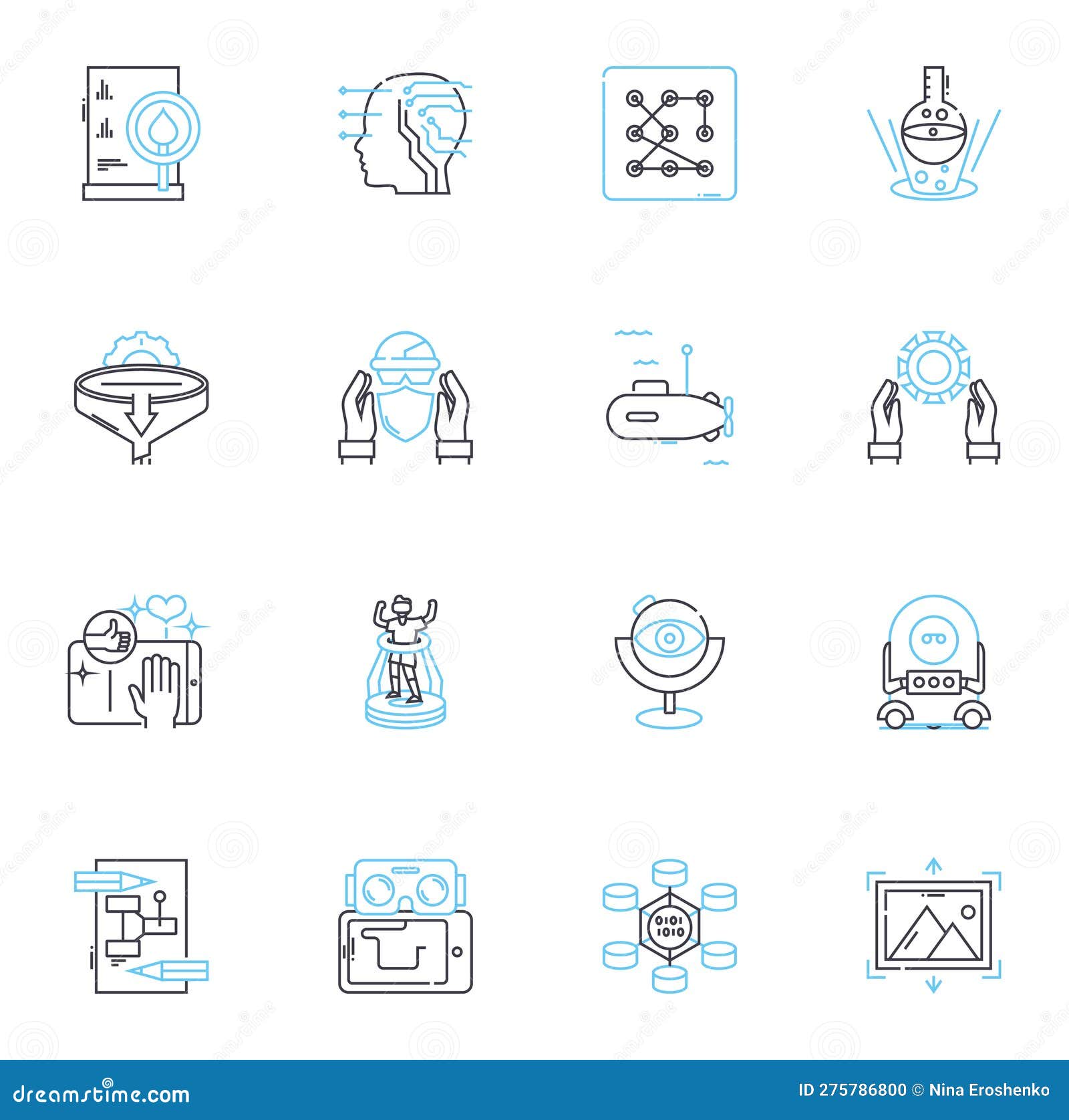 Digital Age Linear Icons Set. Technology, Internet, Automation, Innovation, Cybersecurity ...