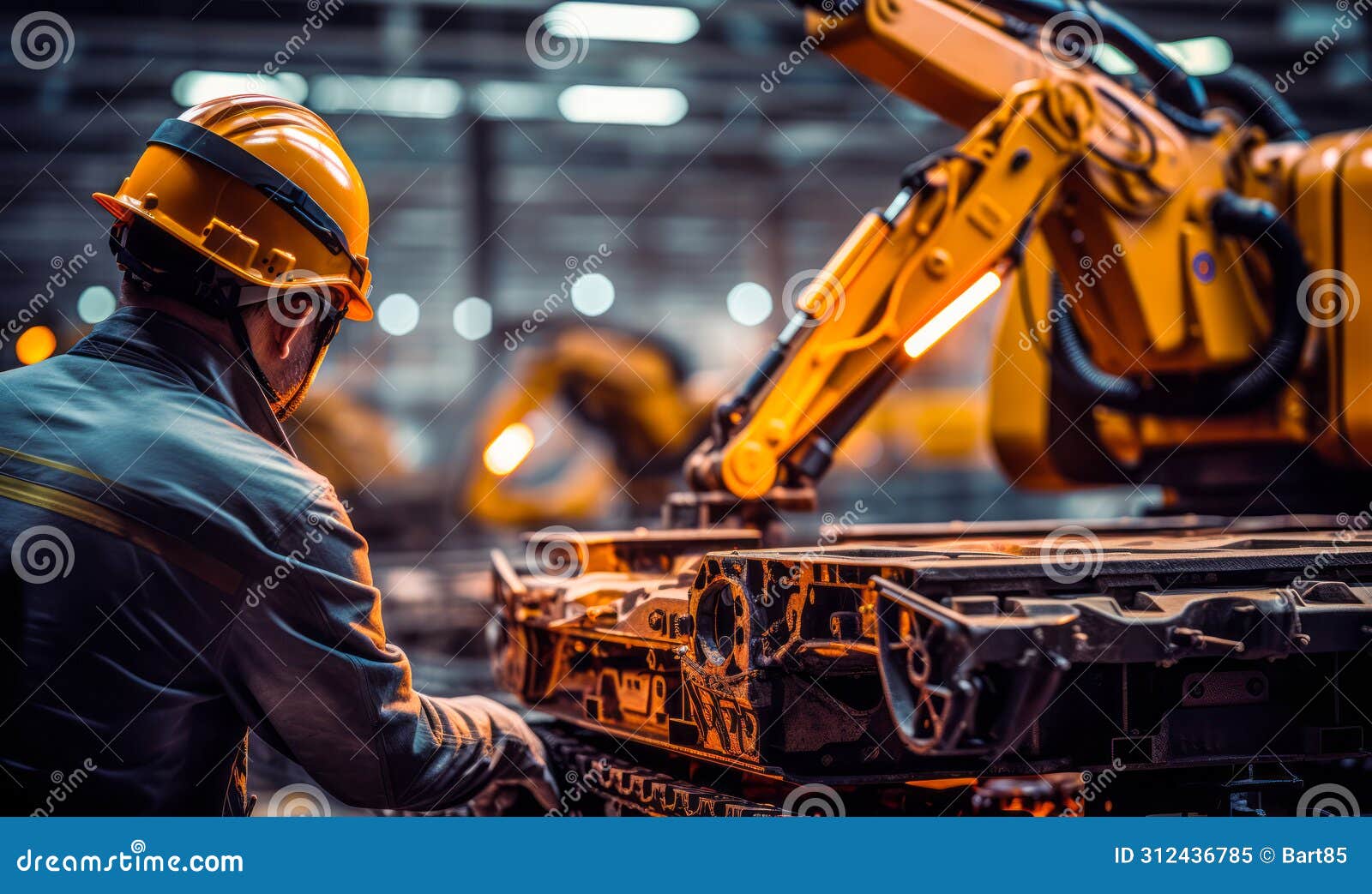 Digital AI in Automotive Industry Engineer Controls Welding Robotics ...