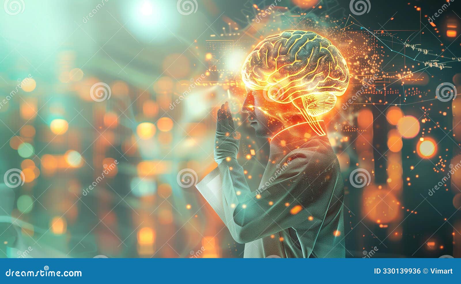 Digital AI Electronic Brain. Artificial Intelligence Neural System ...