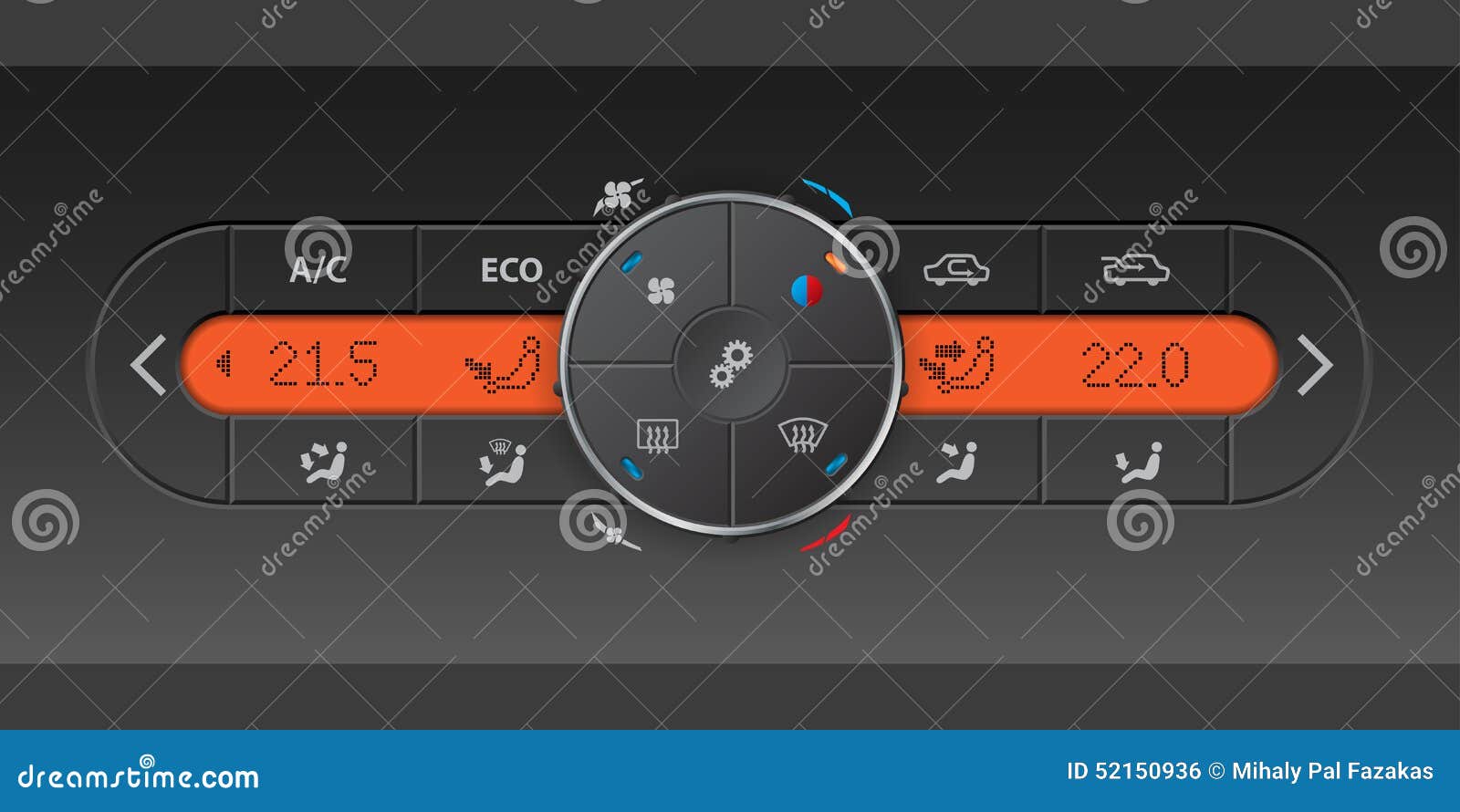 Digital Air Condition Control Panel with Orange LCD Stock Vector ...