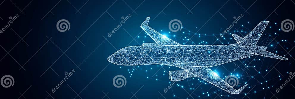 Digital Airplane on Network Mesh Gradient, Flight Visualization ...