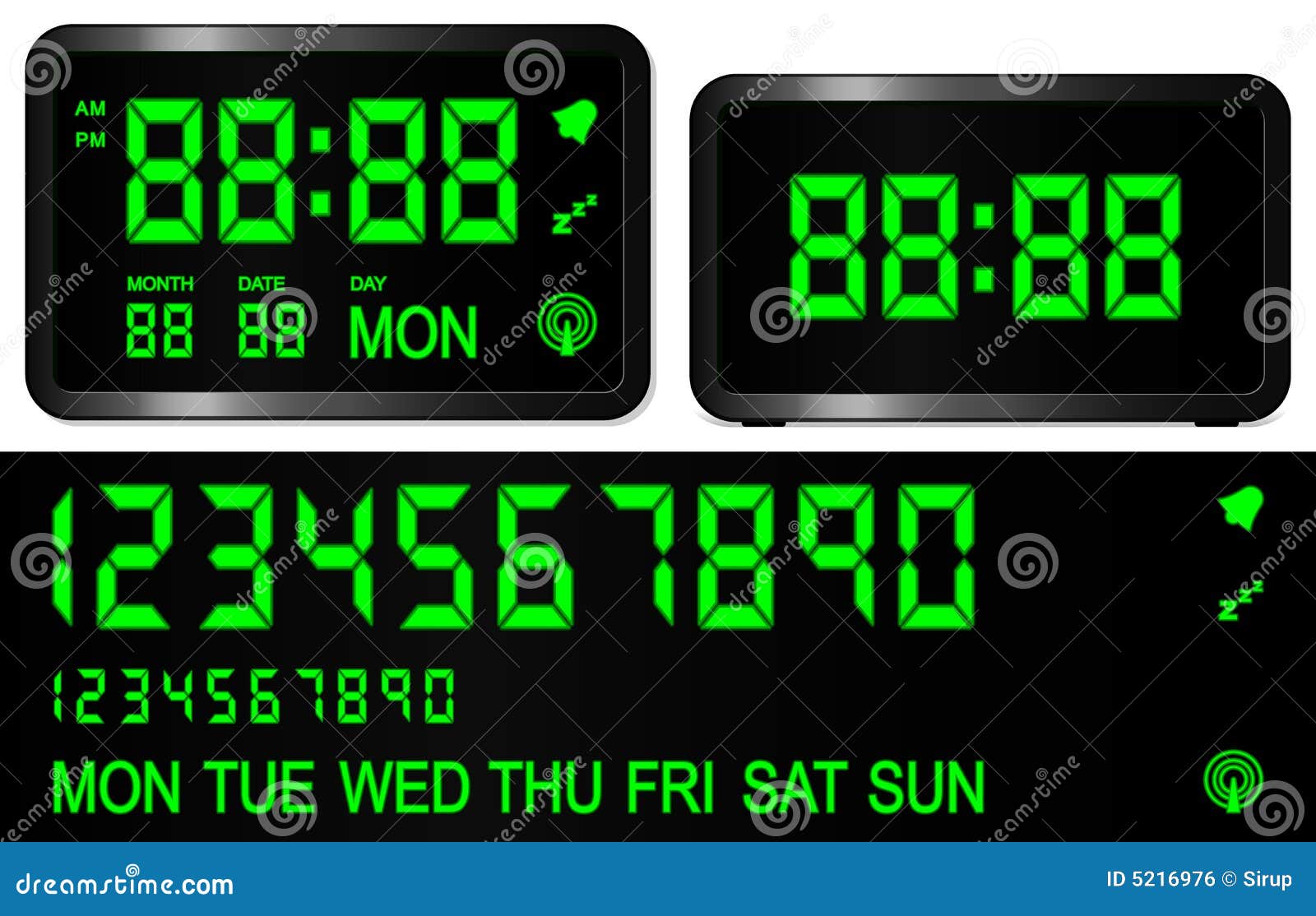 Digital alarm clock stock vector. Illustration of clock - 5216976
