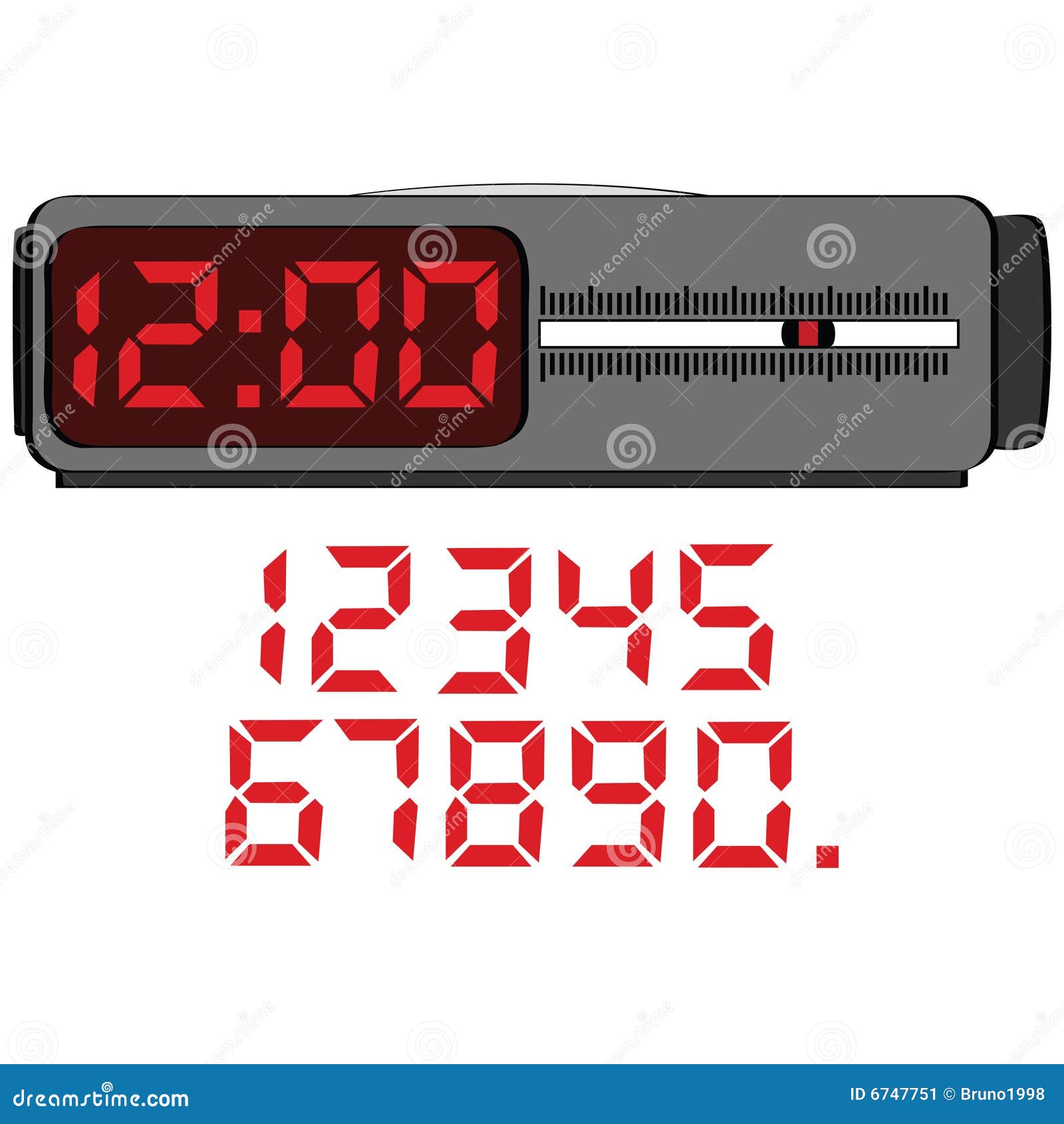 Digital alarm clock stock vector. Illustration of cartoon - 6747751