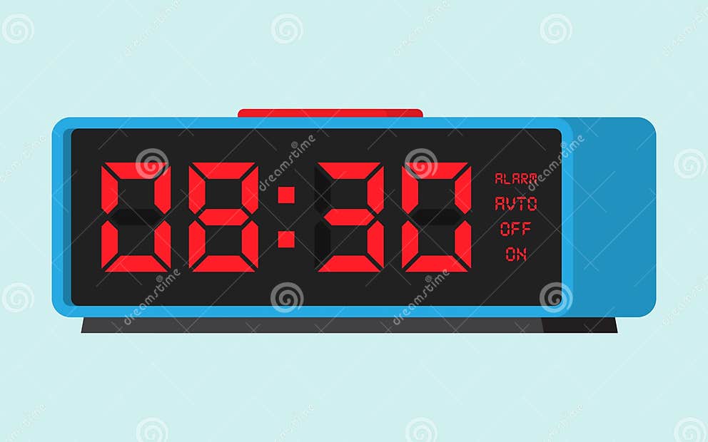 Digital Alarm Clock Classic Stock Vector - Illustration of deadline ...