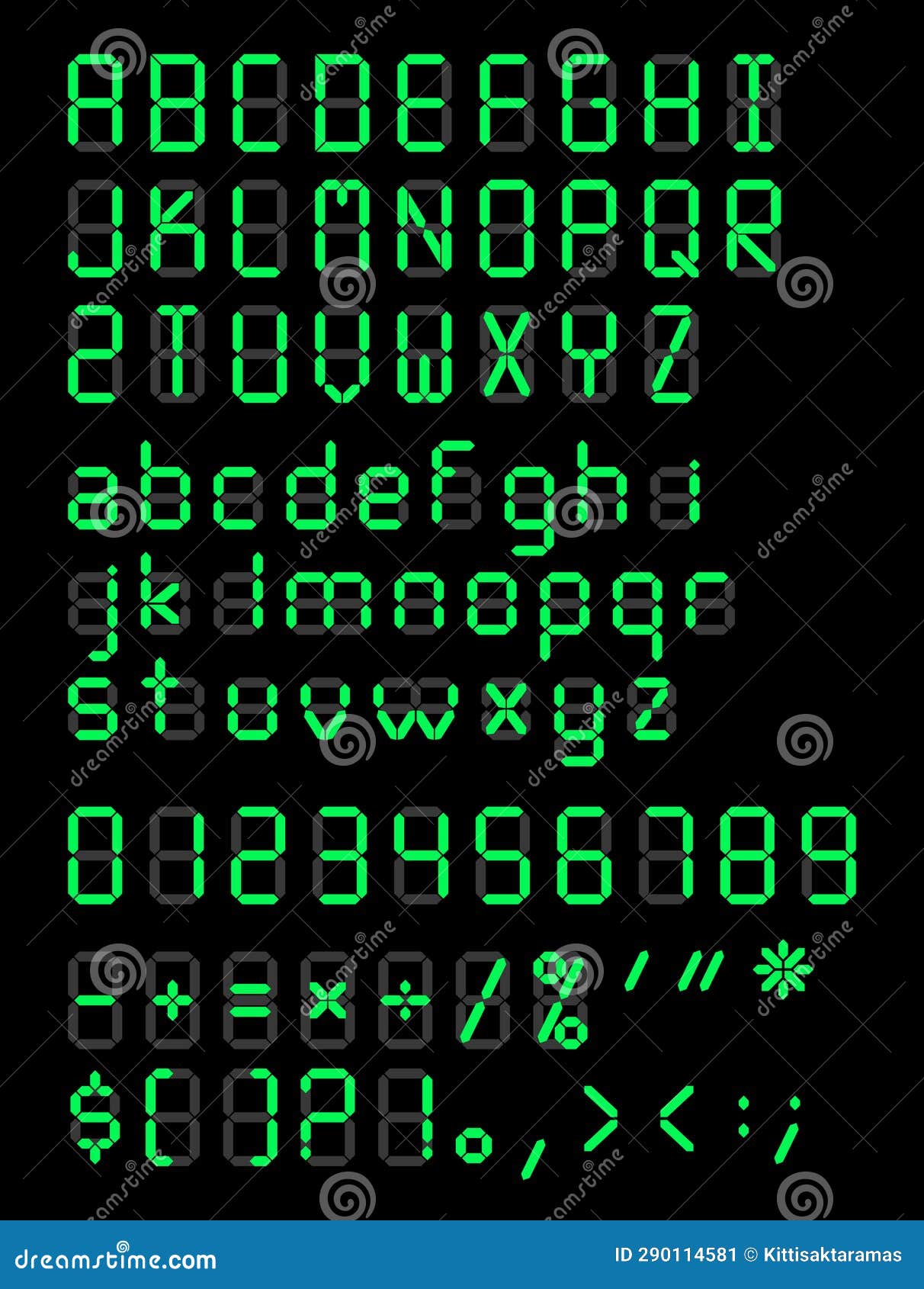 Digital alarm clock font stock illustration. Illustration of screen ...