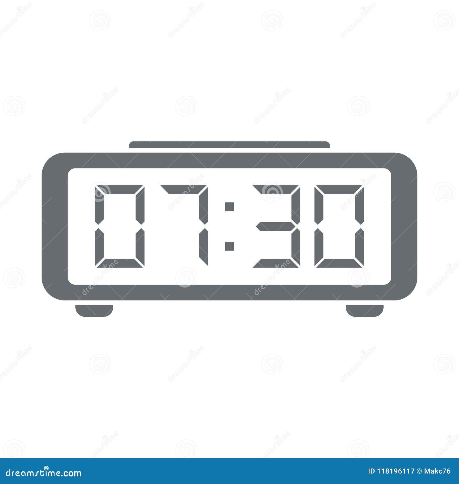 Digital alarm clock icon stock vector. Illustration of device - 118196117