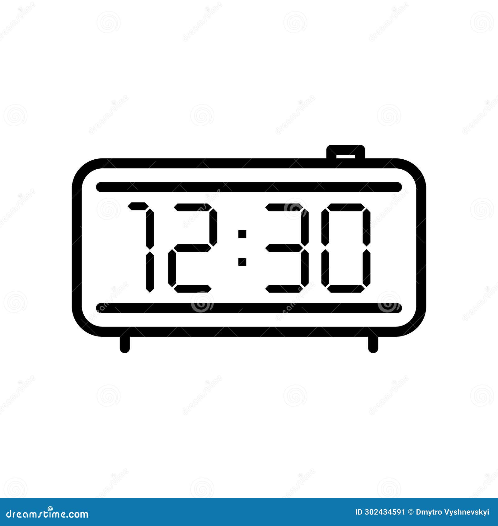 Digital Alarm Clock Outline Vector Icon Stock Vector - Illustration of ...