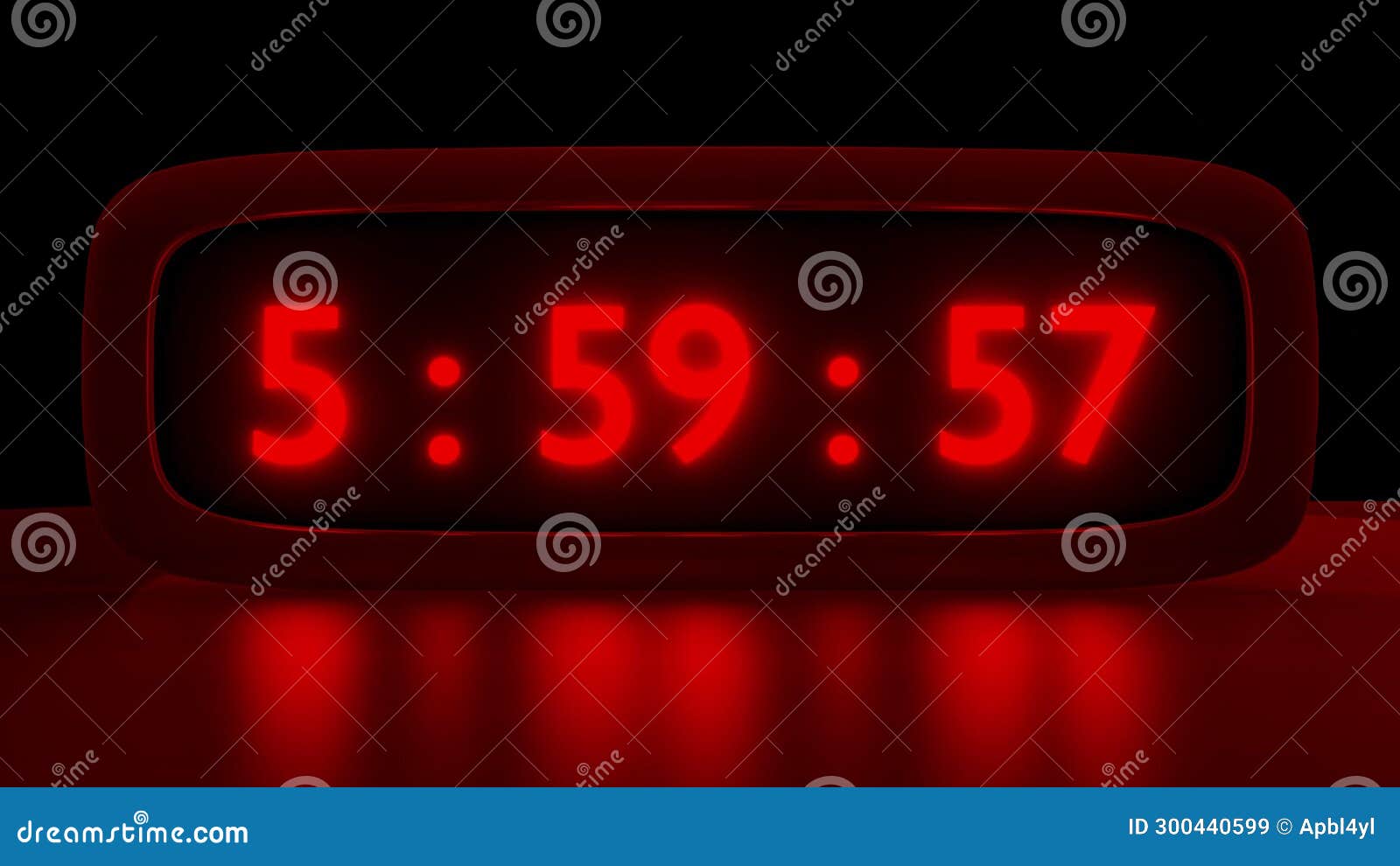 Digital Alarm Clock with Red Clockface Waking Up at 6 am. the Numbers ...