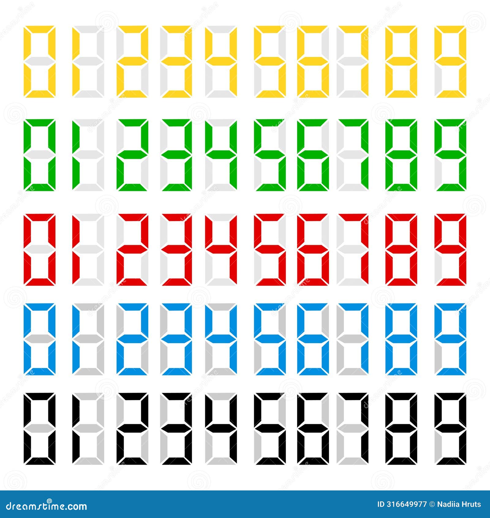 Digital Alarm Clock. Set of Digital Numbers 0-9 Stock Vector ...