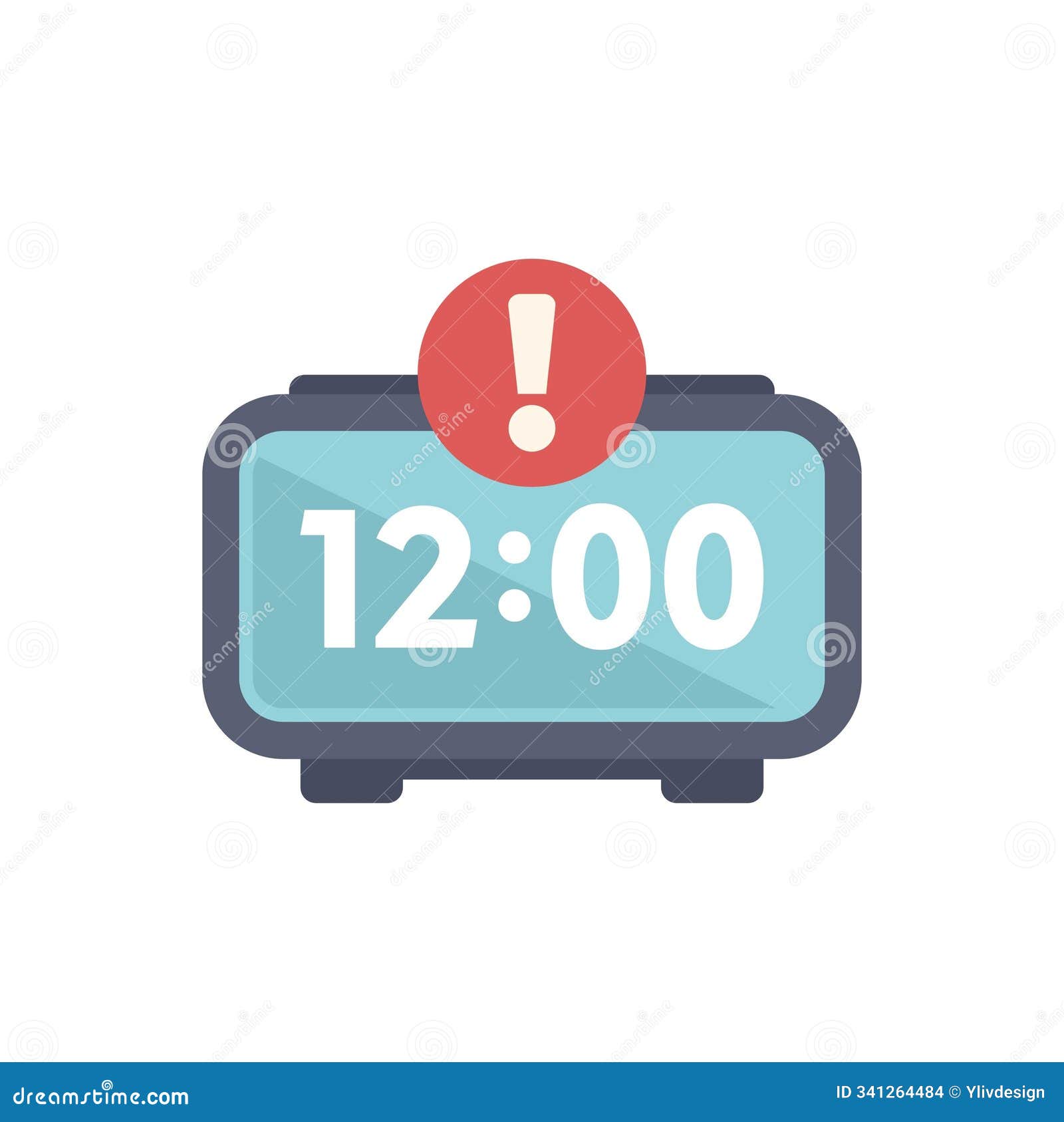 Digital Alarm Clock Showing 12,00 with Exclamation Point Alert Stock ...