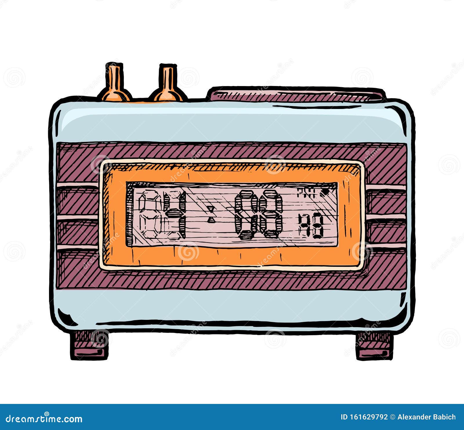 Digital alarm clock stock vector. Illustration of timepiece - 161629792