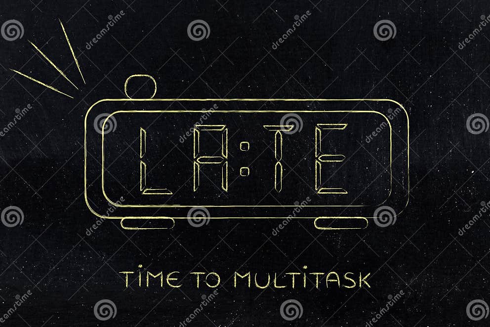 Digital Alarm with Word Late instead of Time Stock Illustration ...