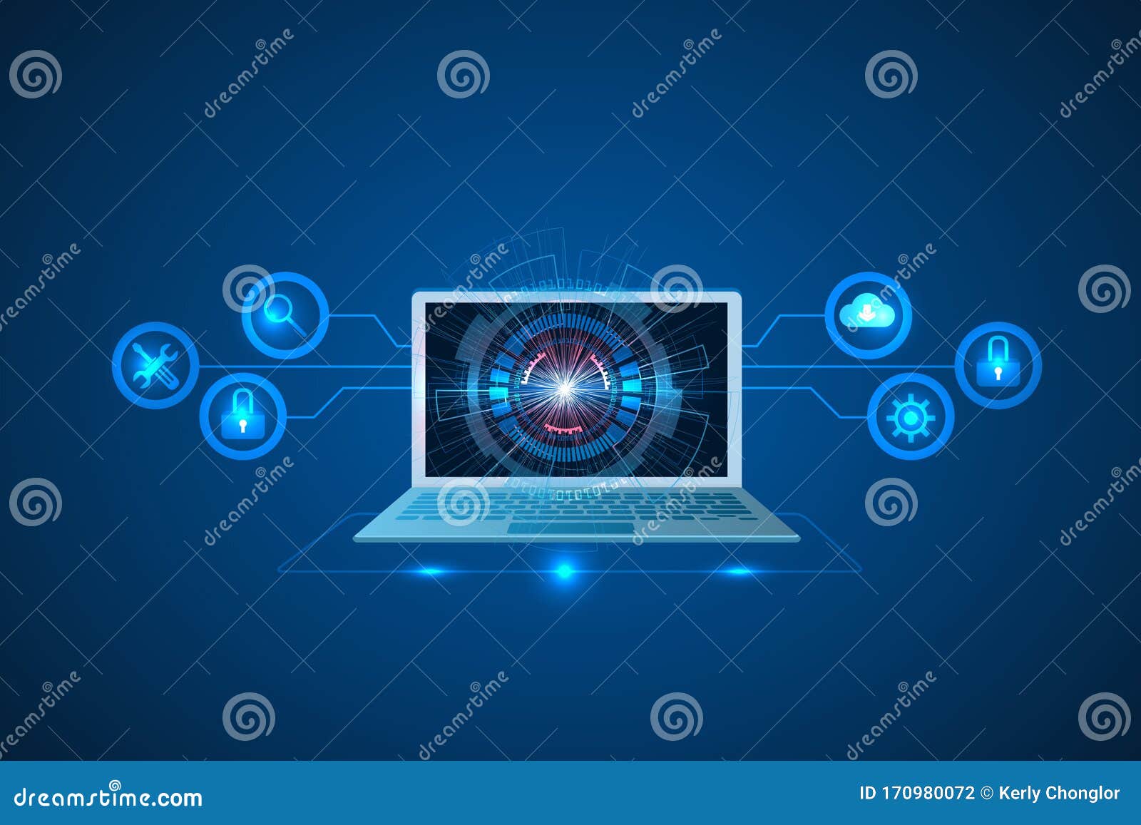 High Security and Protection from Cyberattack. Stock Illustration ...