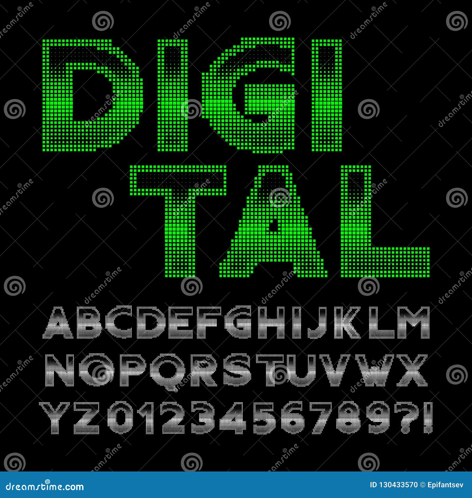 LCD Display Pixel Font - Number Symbol Characters Cartoon Vector ... LCD Display Pixel Font - Number Symbol Characters Cartoon Vector ...