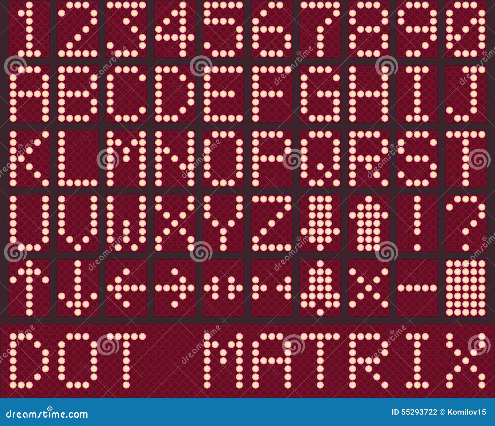 Digital Alphabet And Numbers For Elevator Display Vector Illustration ...