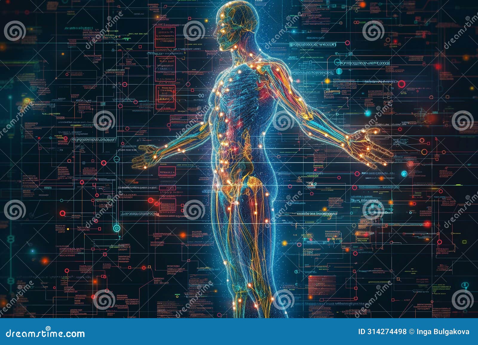 Digital Analysis of Human Body on Big Computer. Stock Photo - Image of ...