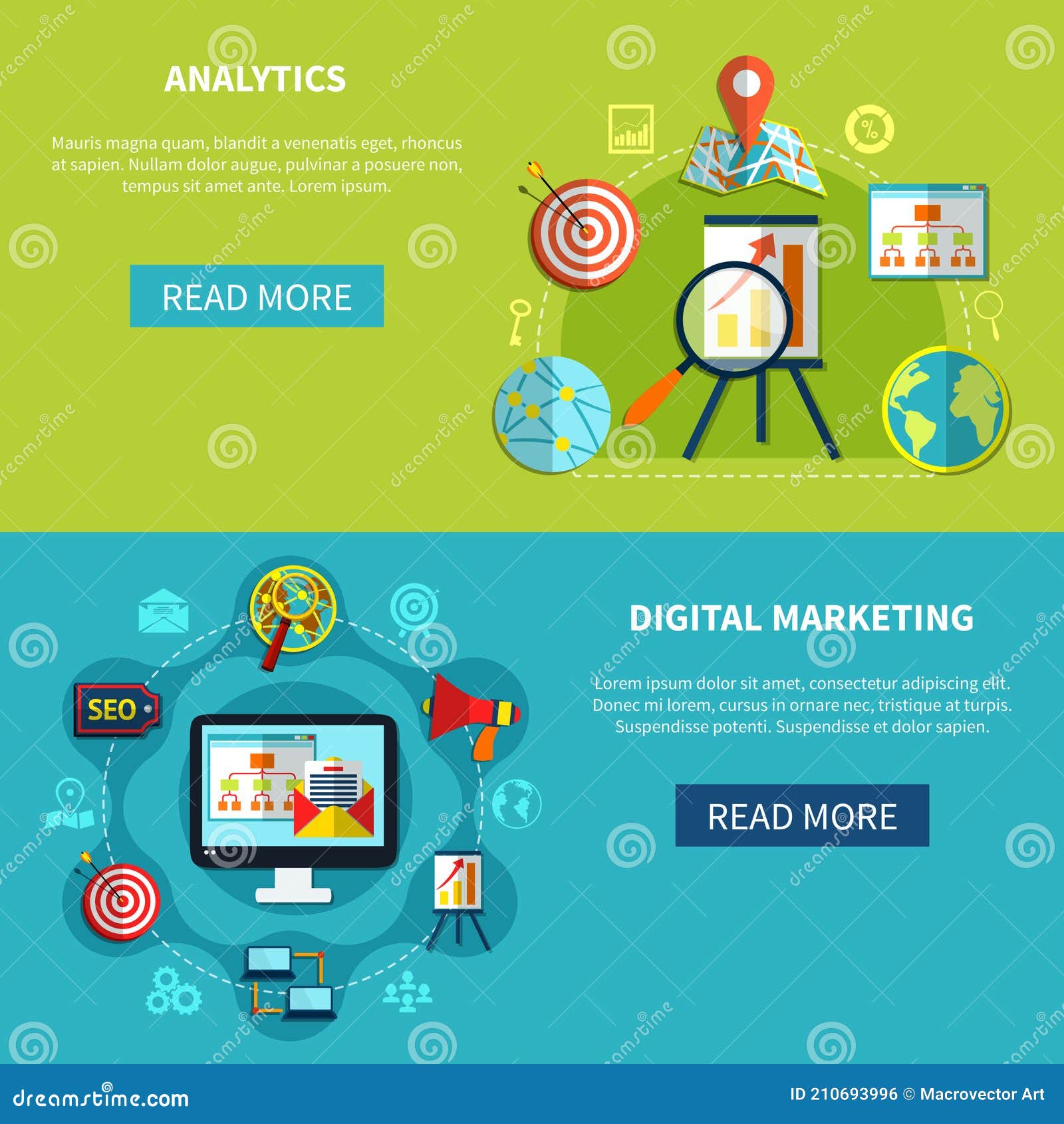 Digital Analytics Banners Set Stock Vector - Illustration of online ...