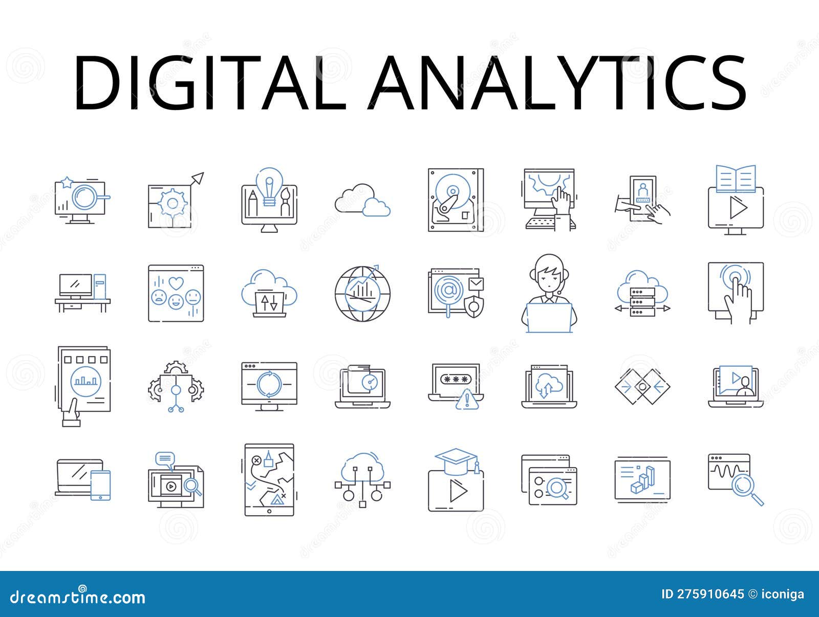 Digital Analytics Line Icons Collection. Information Technology, Social ... Digital Analytics Line Icons Collection. Information Technology, Social ...