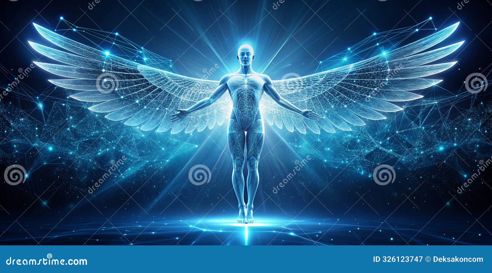 Digital Angel Spreading His Wings Artificial Intelligence Concept ...