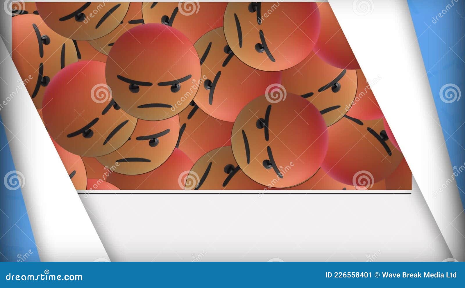 Digital Animation of Abstract Blue Shapes Over Multiple Angry Face ...