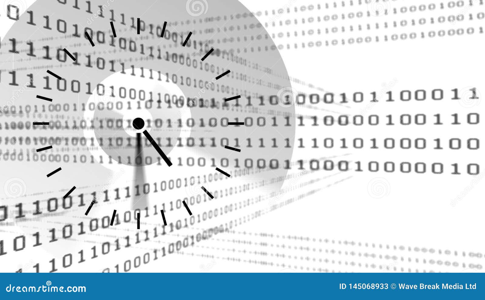 Clock and binary codes stock video. Video of computing - 145068933