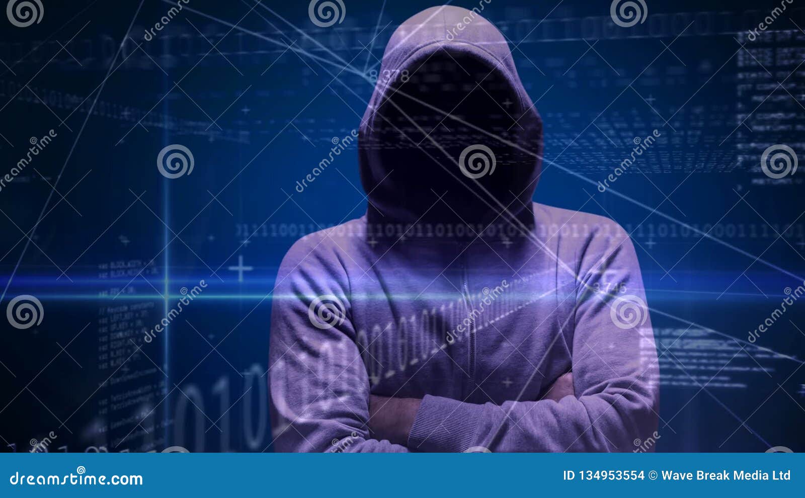 Digital Animation of Hacker Standing with Arms Crossed Stock Footage ...