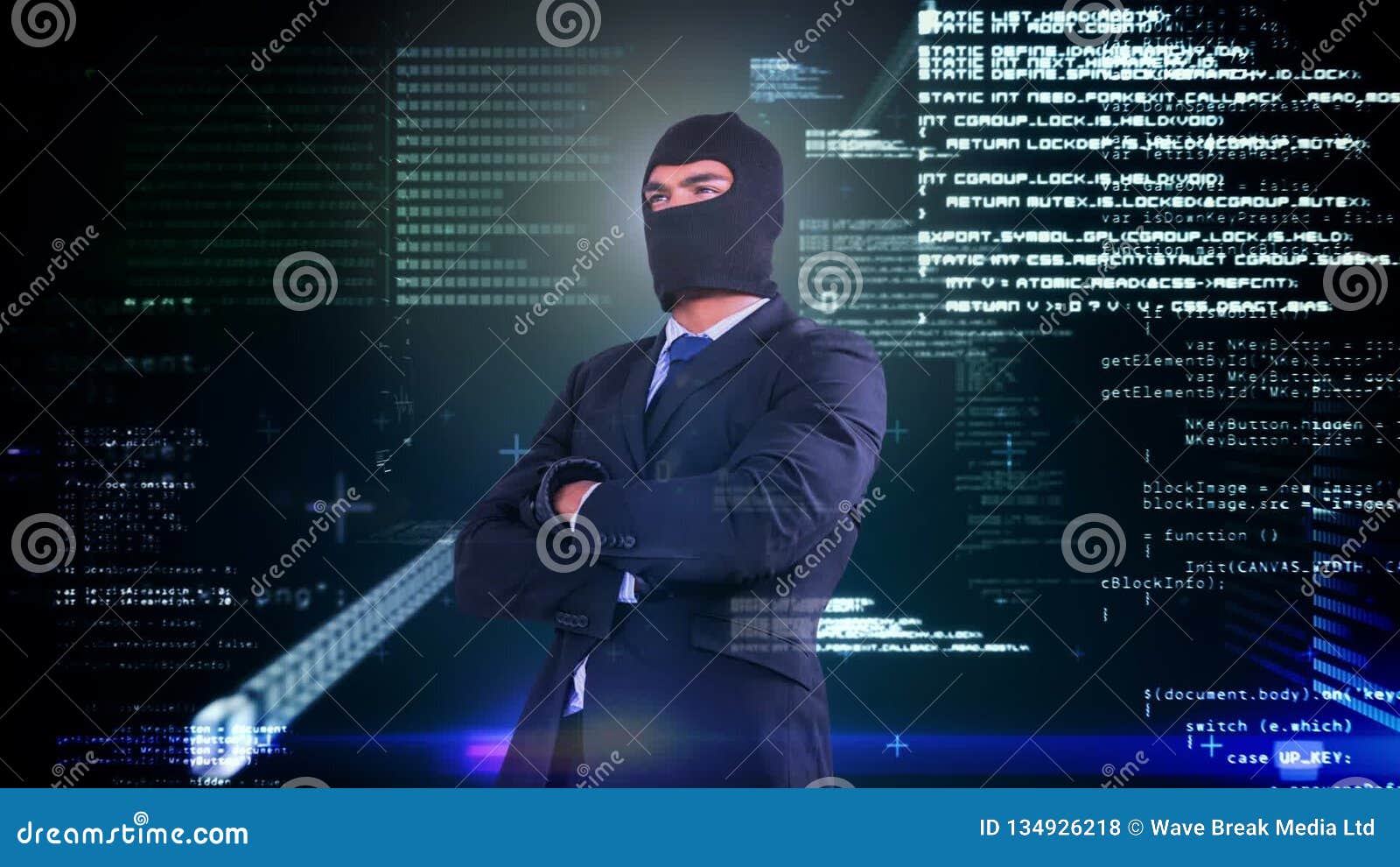 Digital Animation of Hacker Standing with Arms Crossed Stock Footage ...