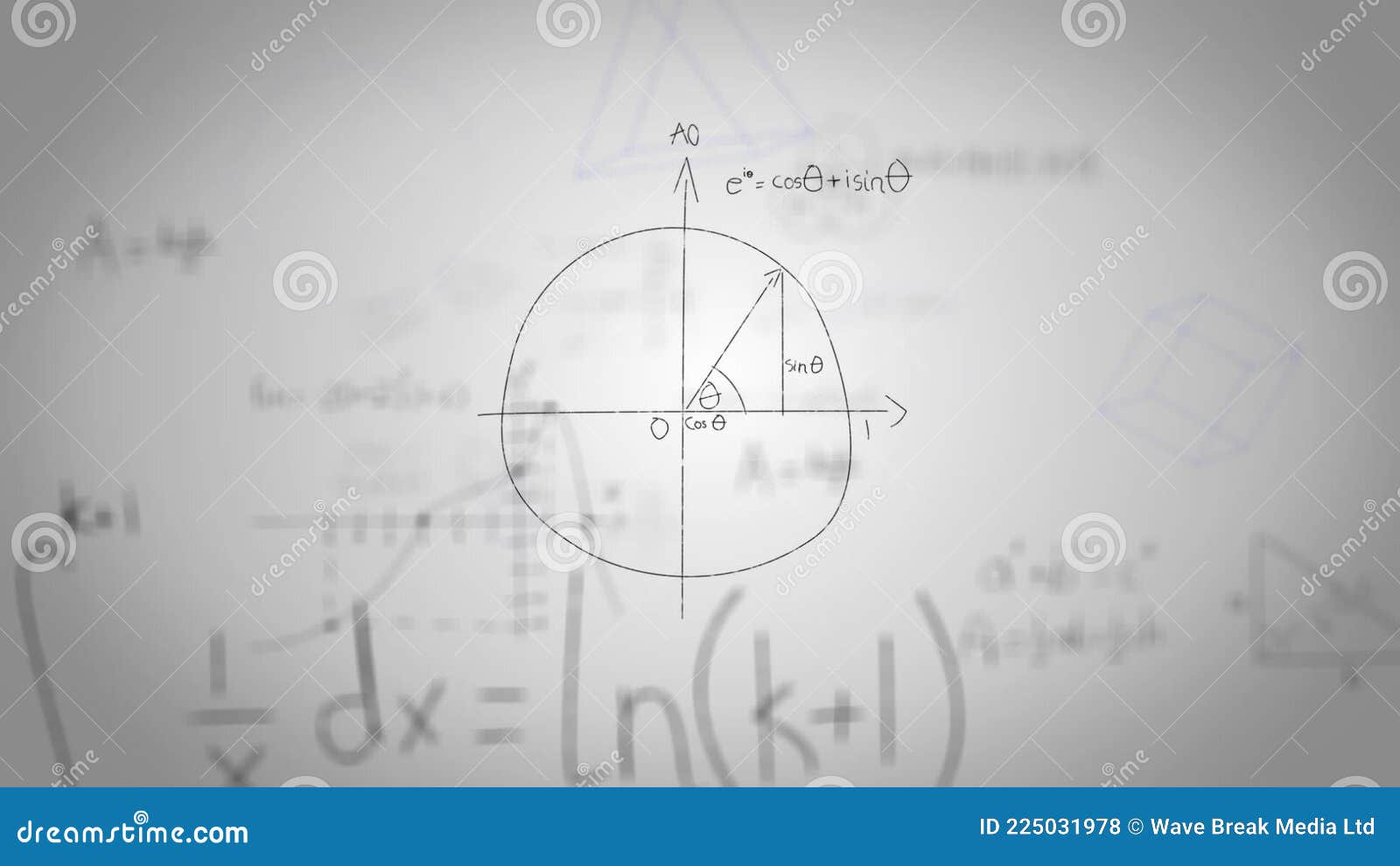 Digital Animation of Mathematical Equations Floating Against Grey ...
